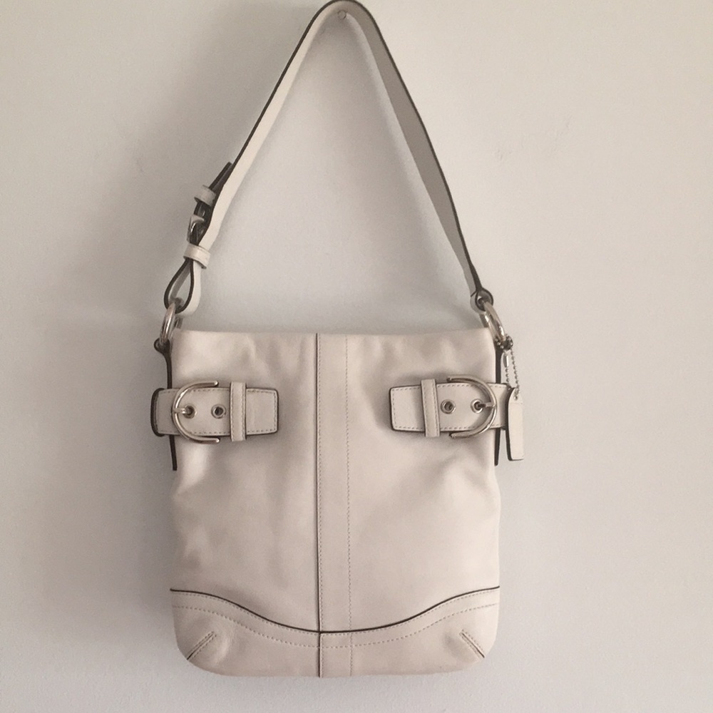 Coach Soho Buckle White Leather Shoulder Bag Purse Si… - Gem